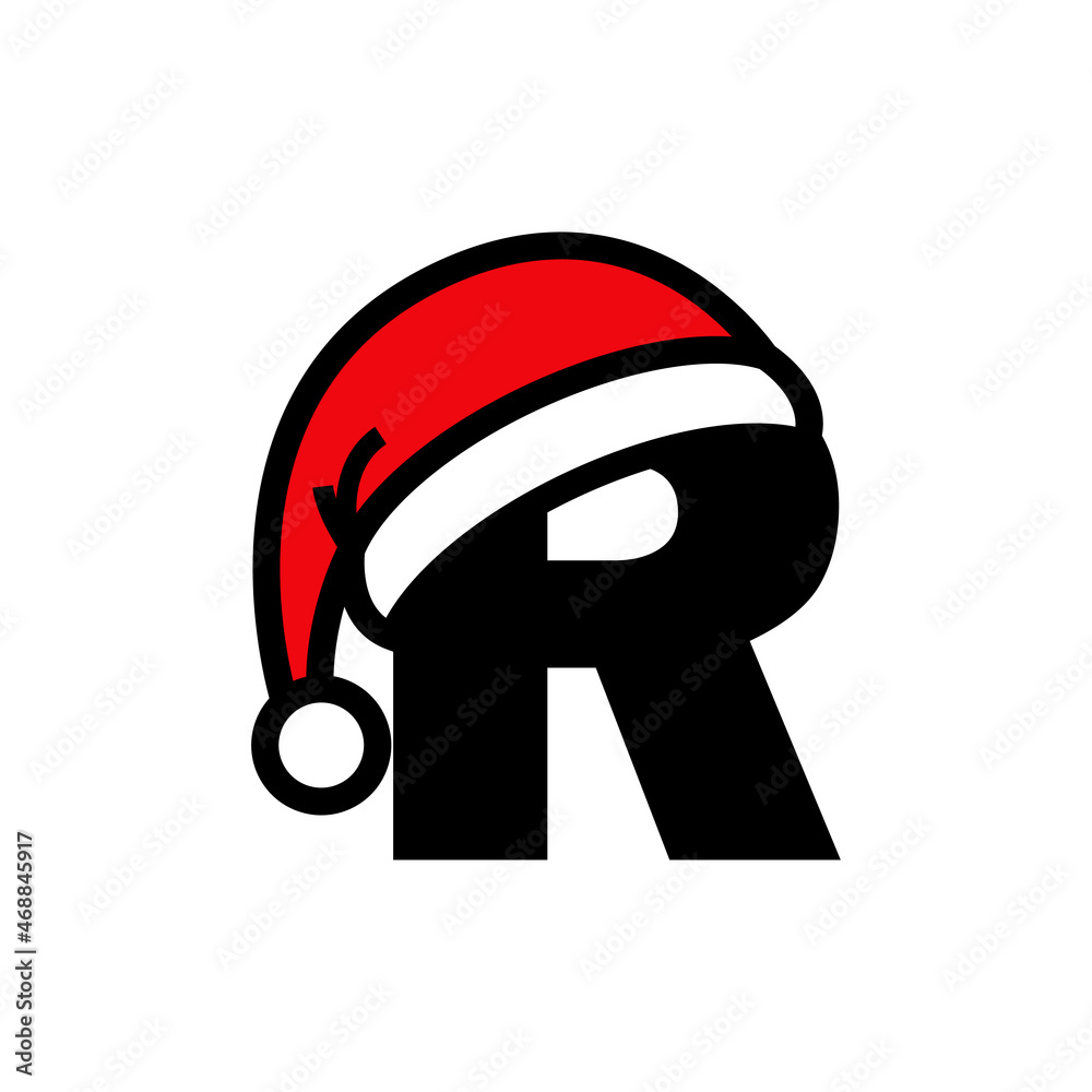 Vetor de Logotipo con letra inicial R con silueta lineal de sombrero de ...