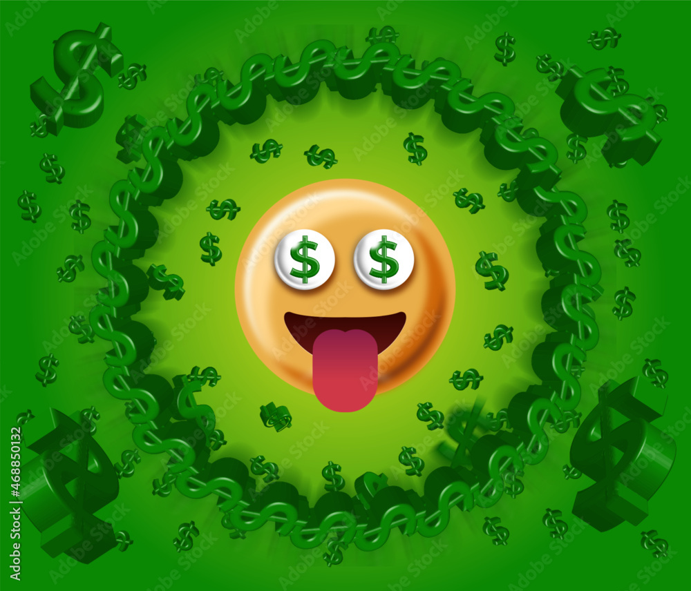 Emoticon dollar icons. cartoon emoji with dollar circle Stock Vector ...