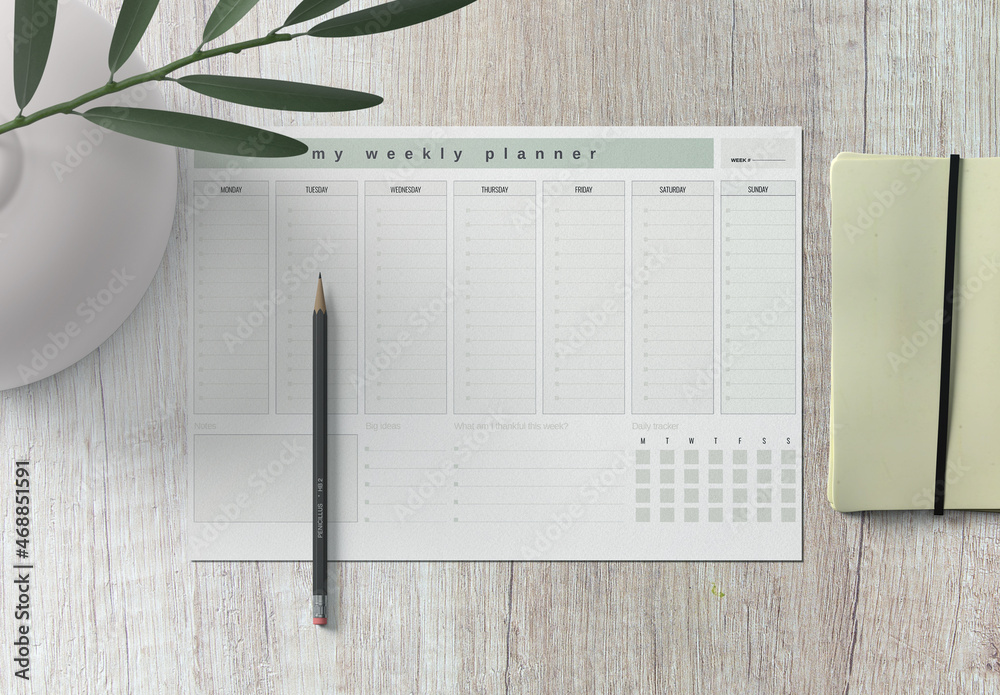Weekly Planner Layout Stock Template | Adobe Stock