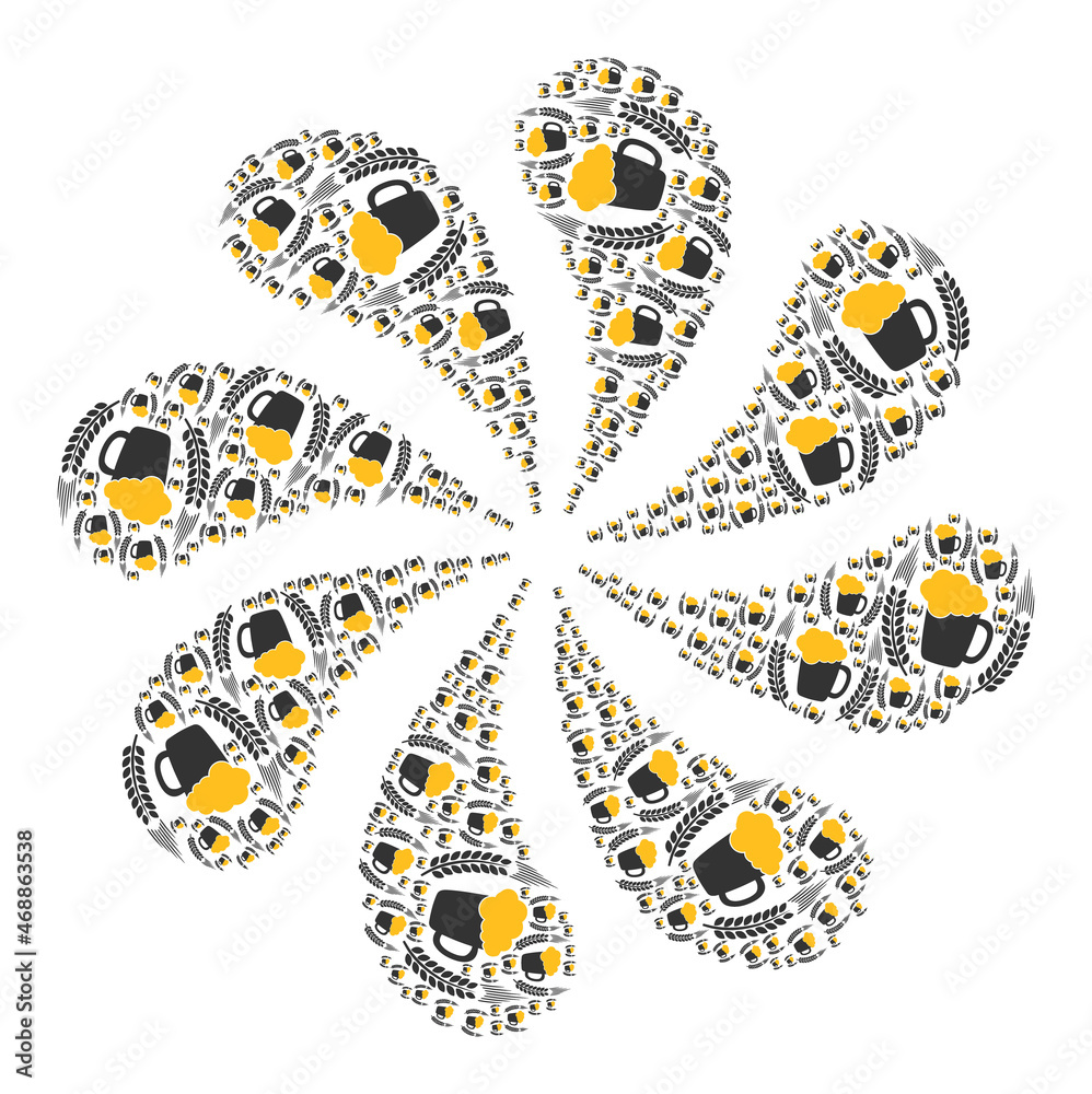 Vetor de Beer mug logo icon centrifugal cluster flower salute shape ...