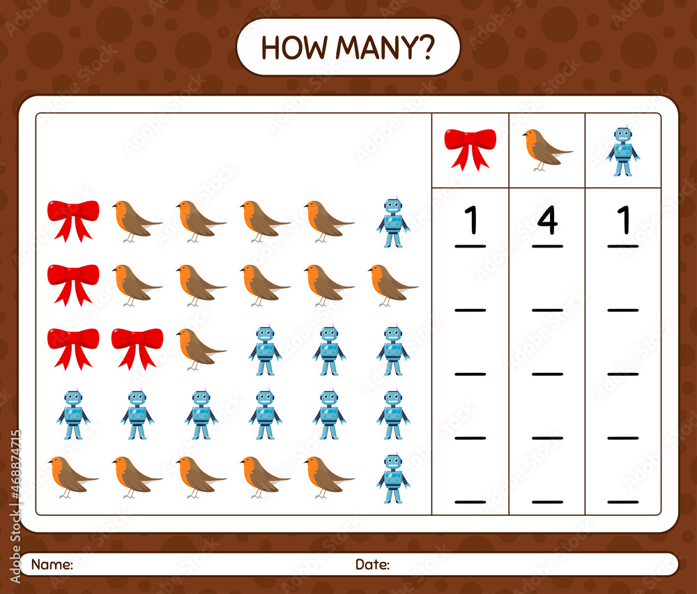 How many counting game with christmas icon. worksheet for preschool ...