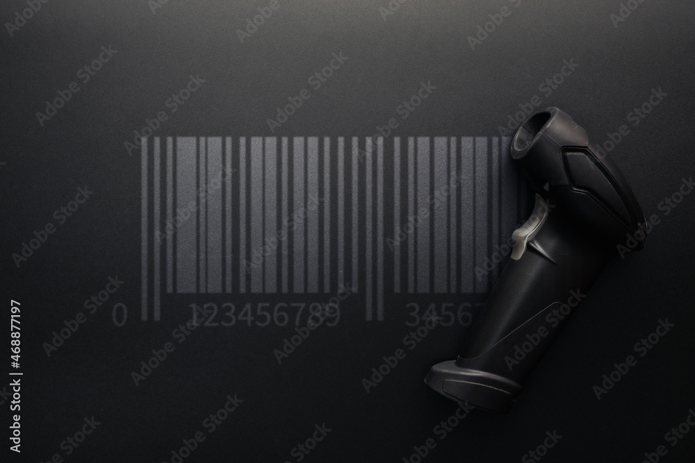 Barcode concept. Retail label barcode scan. Reader laser scanner for ...