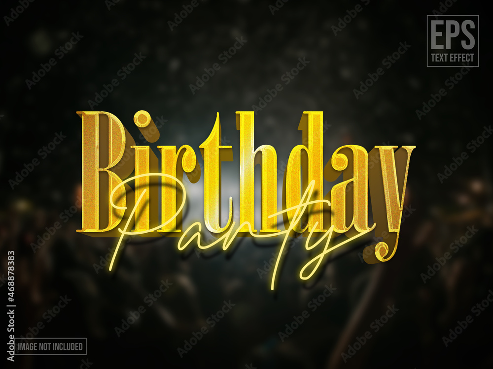 Happy Birthday Gold with Black Background Elegant Text Effect Eps ...