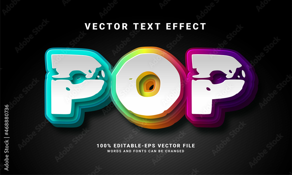 Pop 3D text effect. Editable text style effect with colorful theme ...