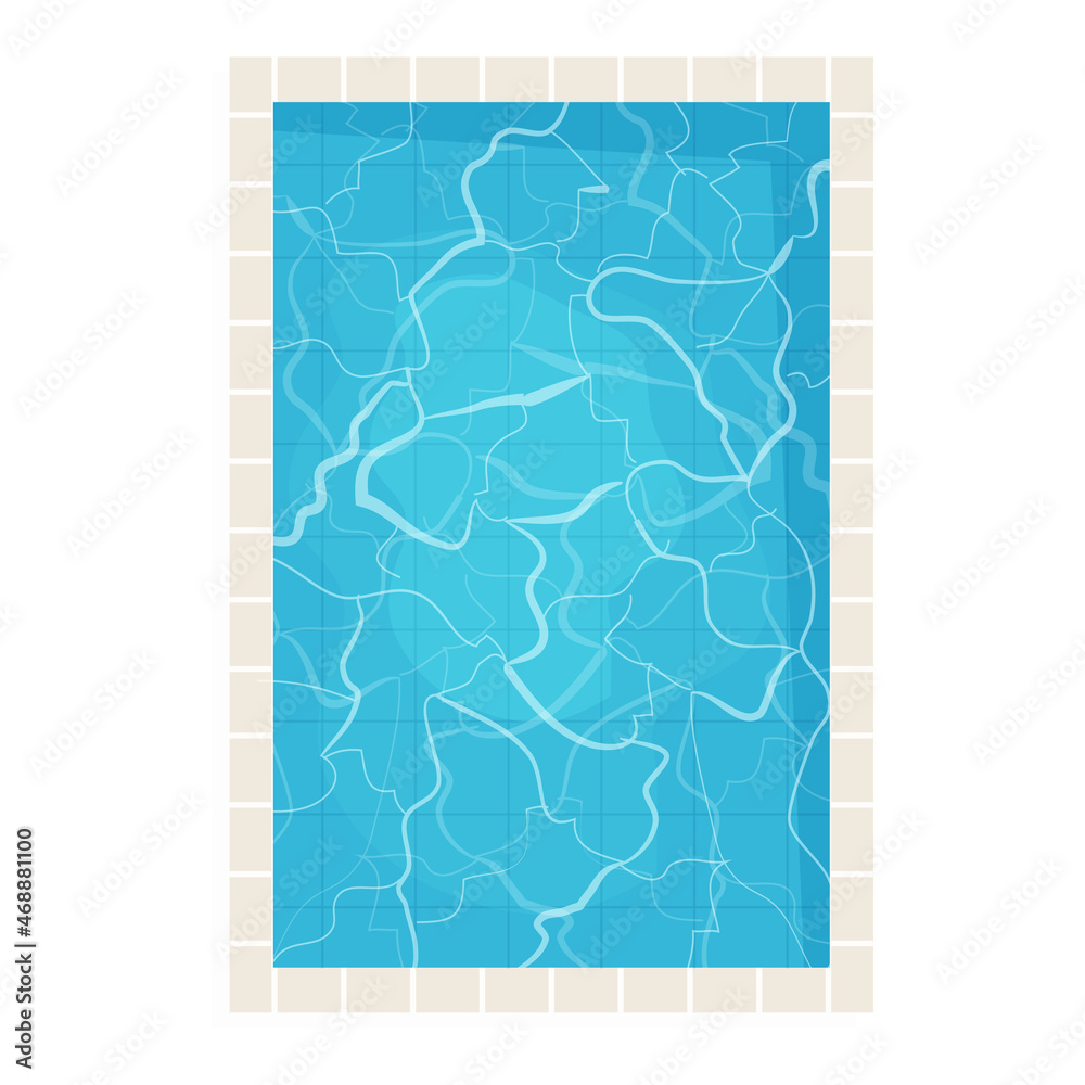 Swimming pool top view in cartoon style isolated on white background ...