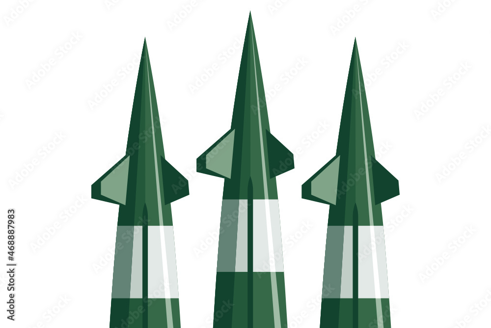 Nuclear missiles isolated on a white background illustration. Defence ...