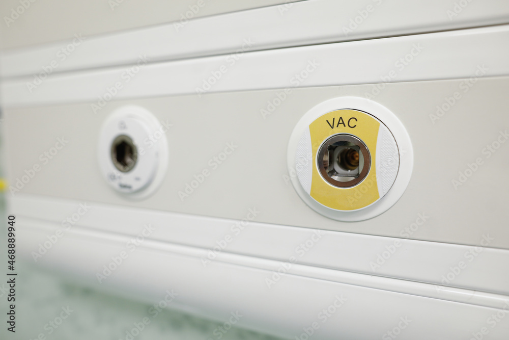 Details with the vacuum console outlet in a hospital - medical gas ...