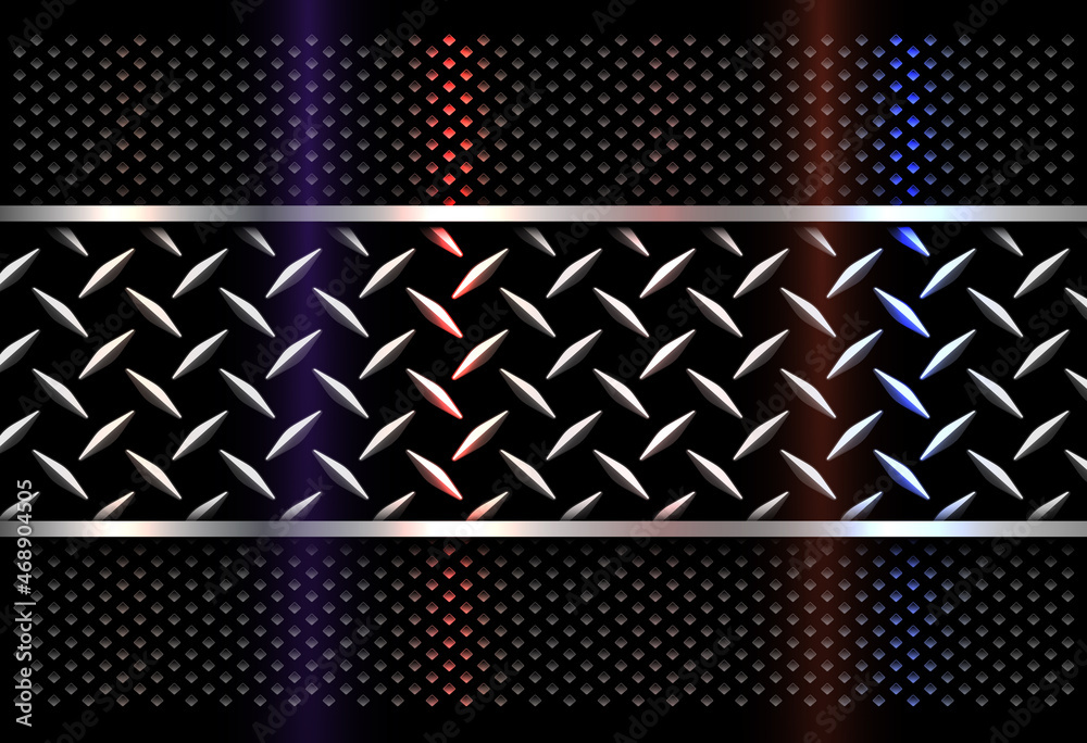 Silver black background with diamond plate texture, 3d dark vector ...