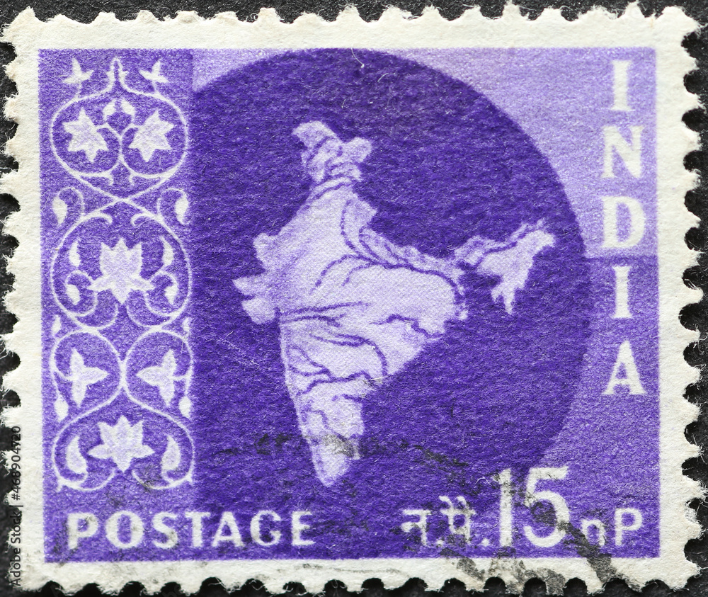 India - circa 1957: a postage stamp from India showing the silhouette ...