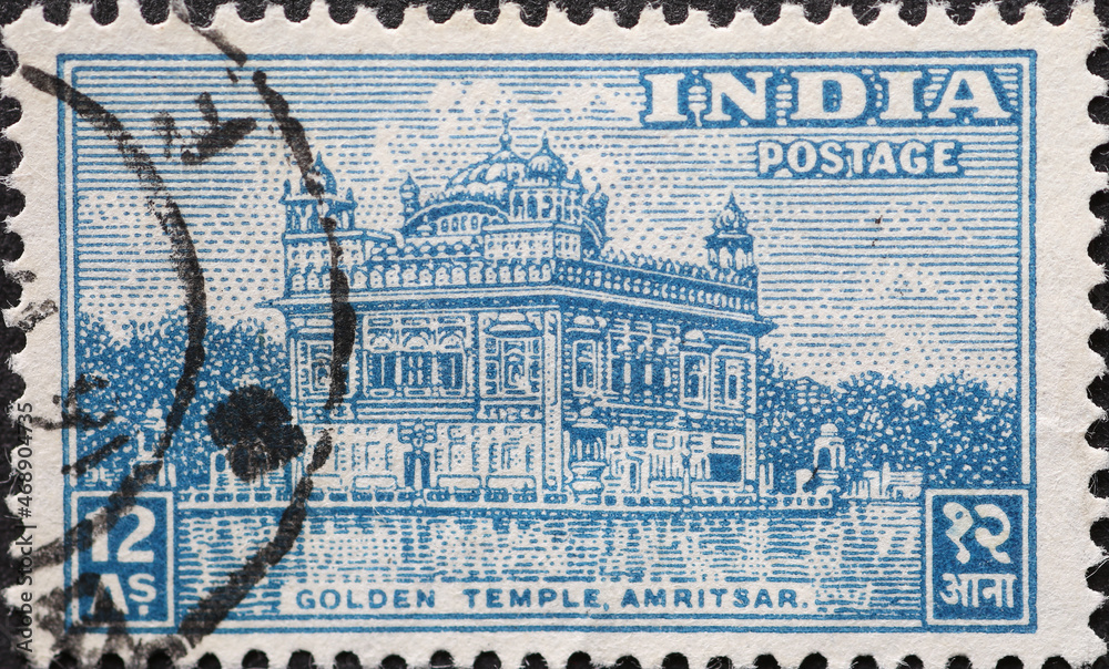 India - circa 1949: a postage stamp from India showing the highest Sikh ...