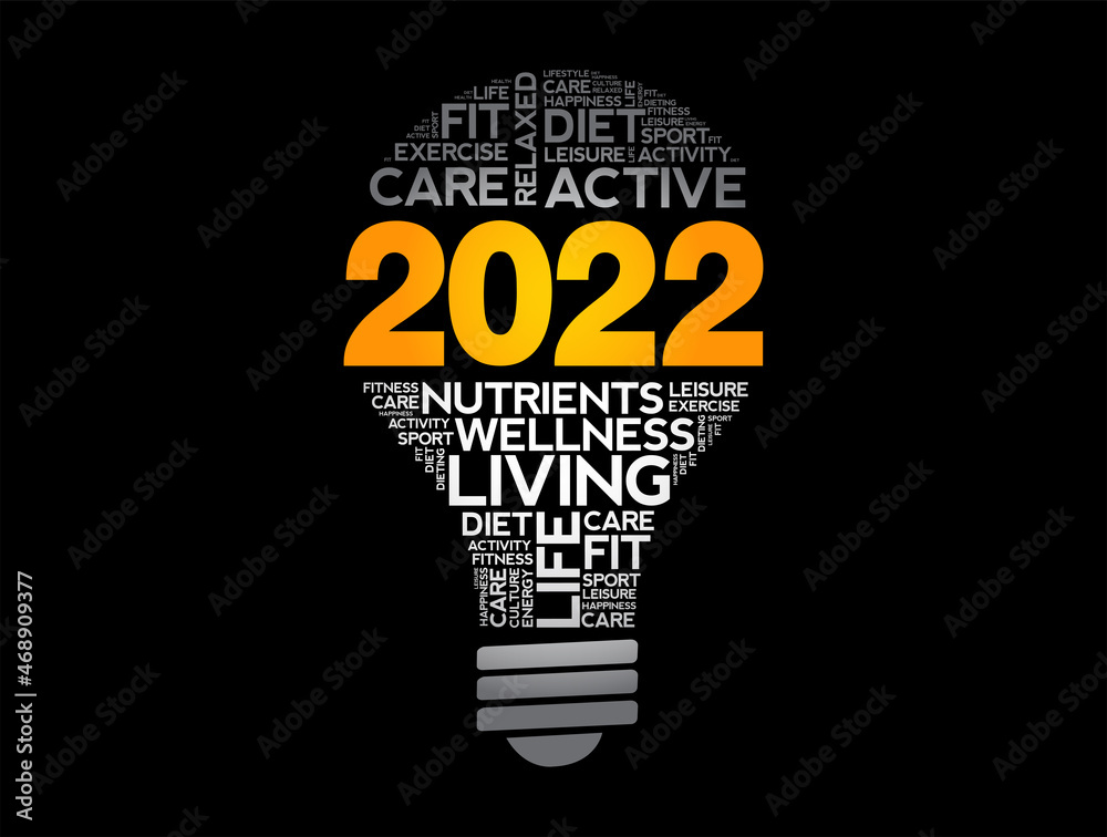 2022 health goals bulb word cloud, health concept background Stock ...