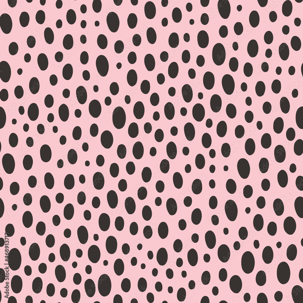 Hand drawn dot seamless pattern. Organic irregular spots in trendy pink ...