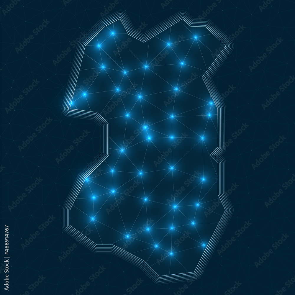 Tenggol Island network map. Abstract geometric map of the island ...