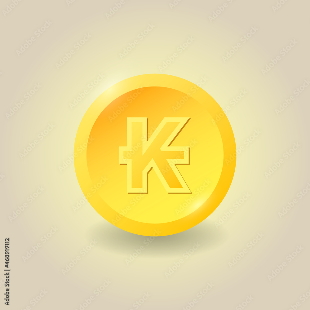 Golden Lao Kip coin. Vector clipart illustration. Finance concept for ...