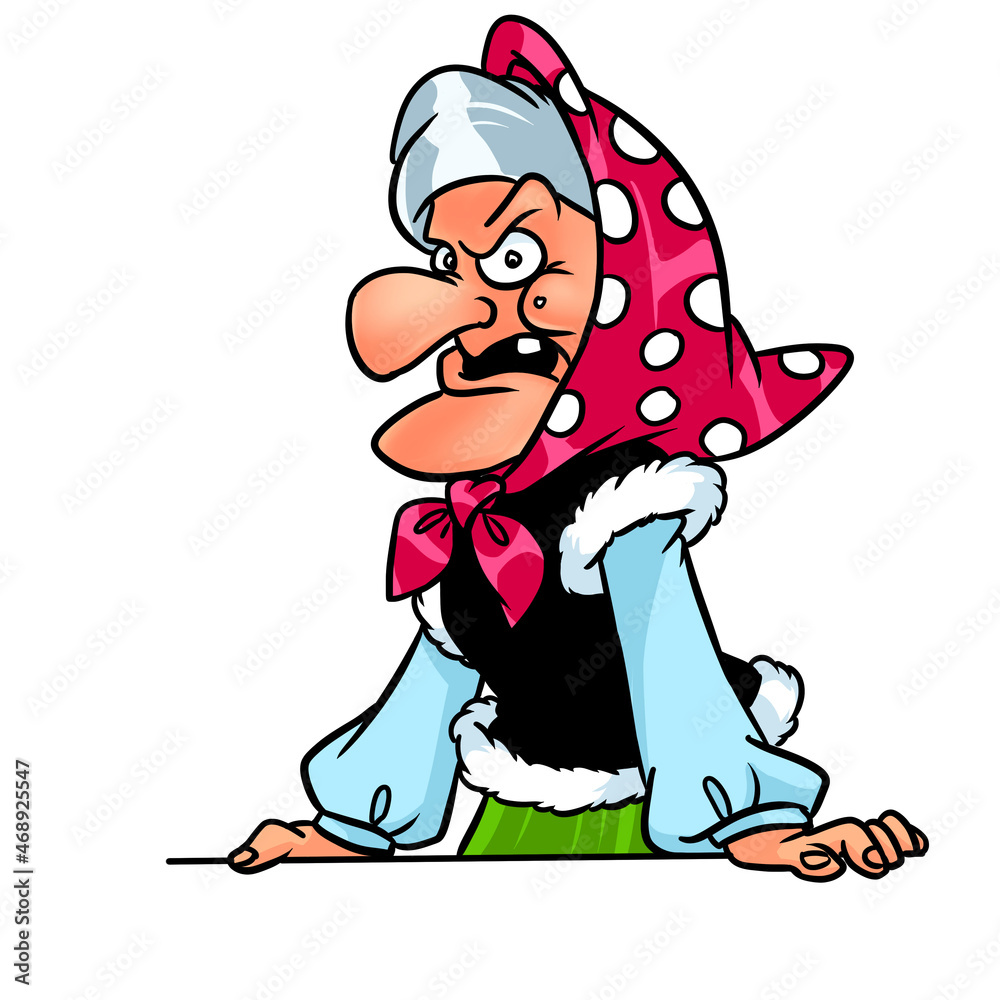Grandma angry emotions character illustration cartoon Stock ...