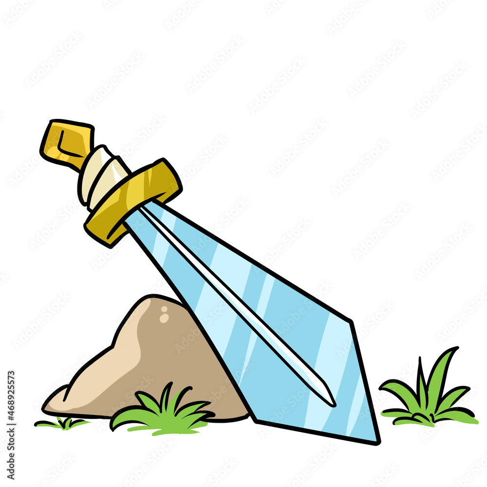 Sword medieval weapon illustration cartoon Stock Illustration | Adobe Stock