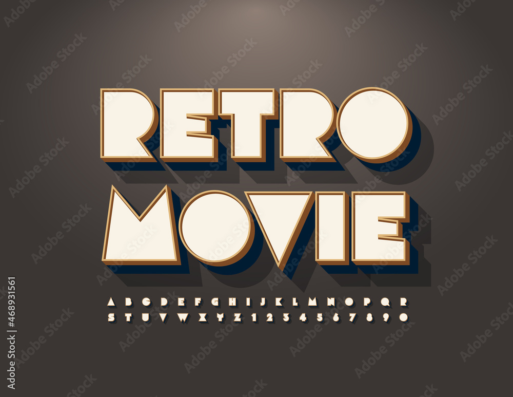 Vector creative sign Retro Movie. Vintage style Alphabet Letters and ...