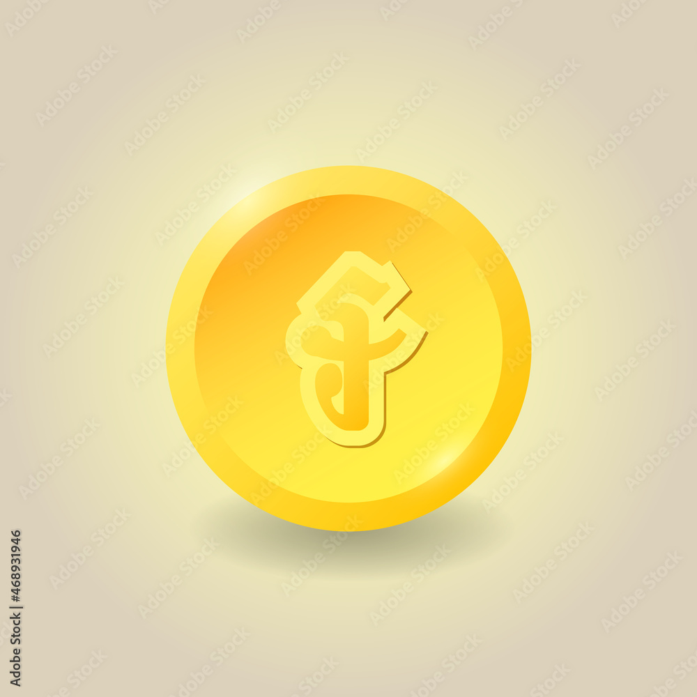 Cambodian Riel golden coin. Vector clipart. Currency illustration ...