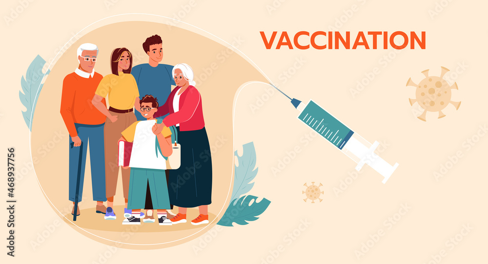 Family vaccination concept. People vaccination banner for immunity ...