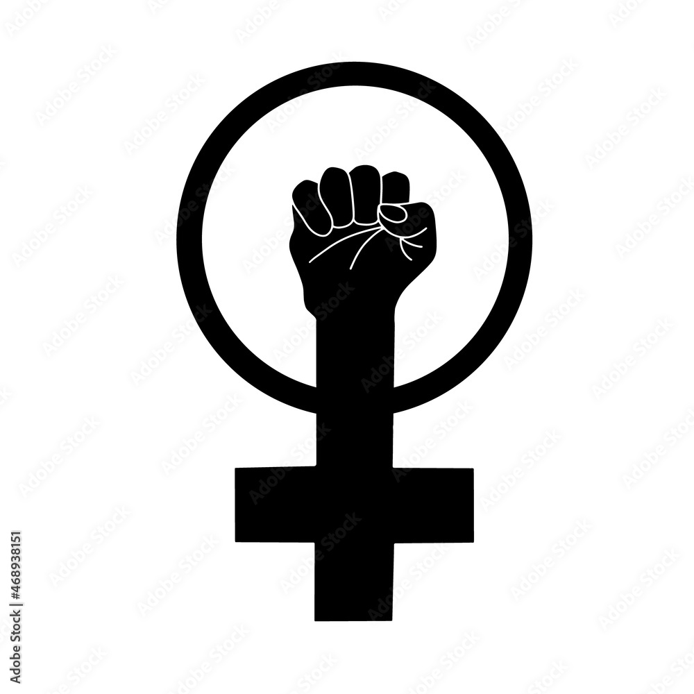 Symbol Of Feminism. fist raised up. Girl power. Logo for the feminist ...