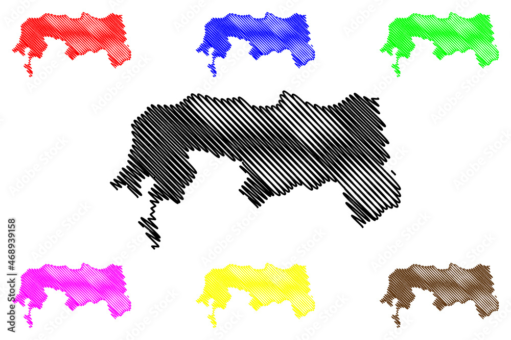 Baksa district (Assam State, Republic of India) map vector illustration ...