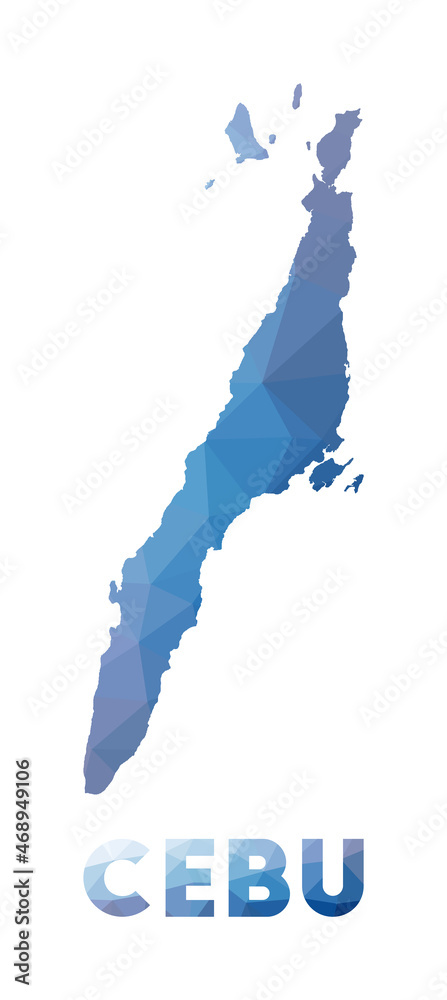 Low poly map of Cebu. Geometric illustration of the island. Cebu ...