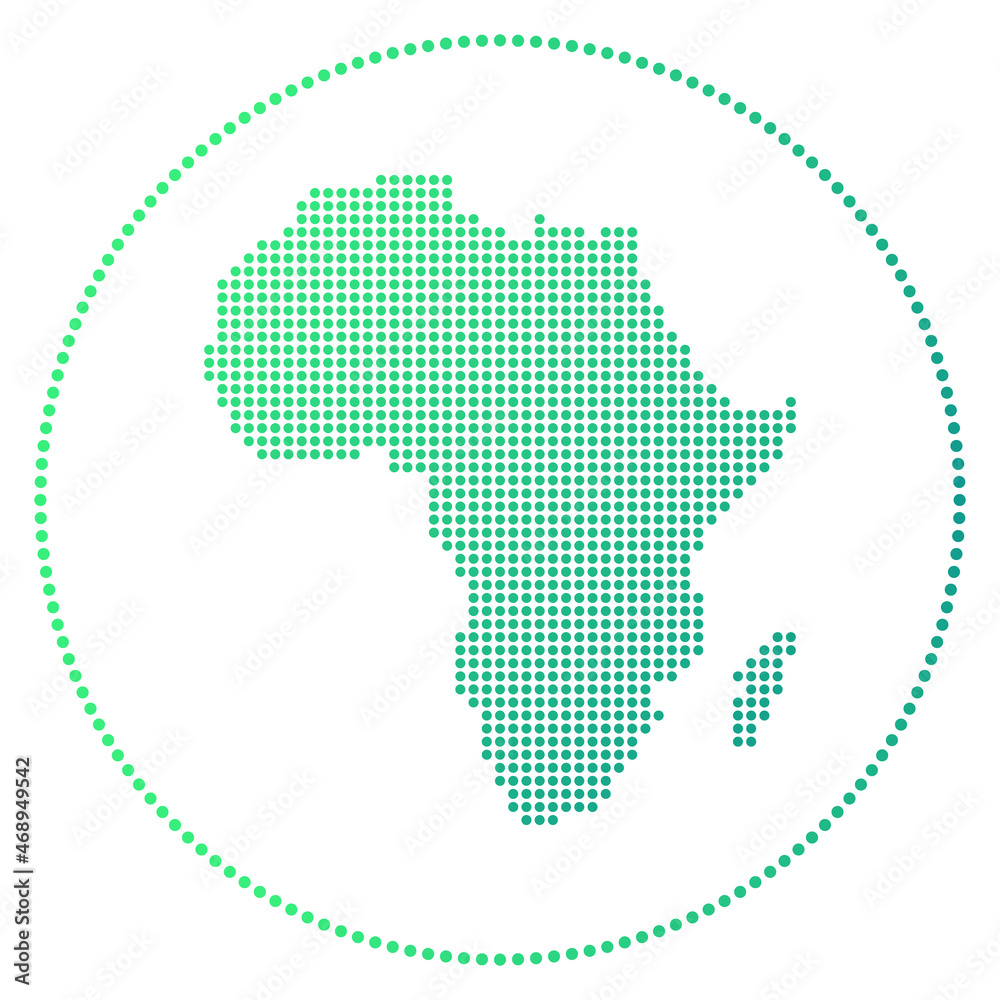 Africa digital badge. Dotted style map of Africa in circle. Tech icon ...