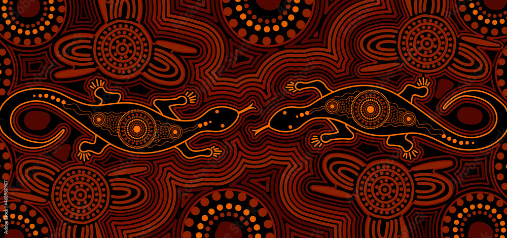 Goanna aboriginal art illustration Stock Vector | Adobe Stock