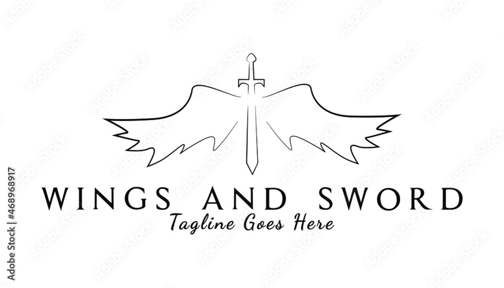 Sword and wings logo inspiration template. Sword and wings vector ...