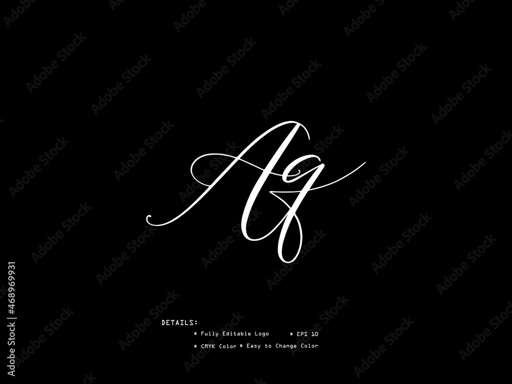 initial AQ Logo, Signature AQ a&q Handwriting monogram logo letter ...
