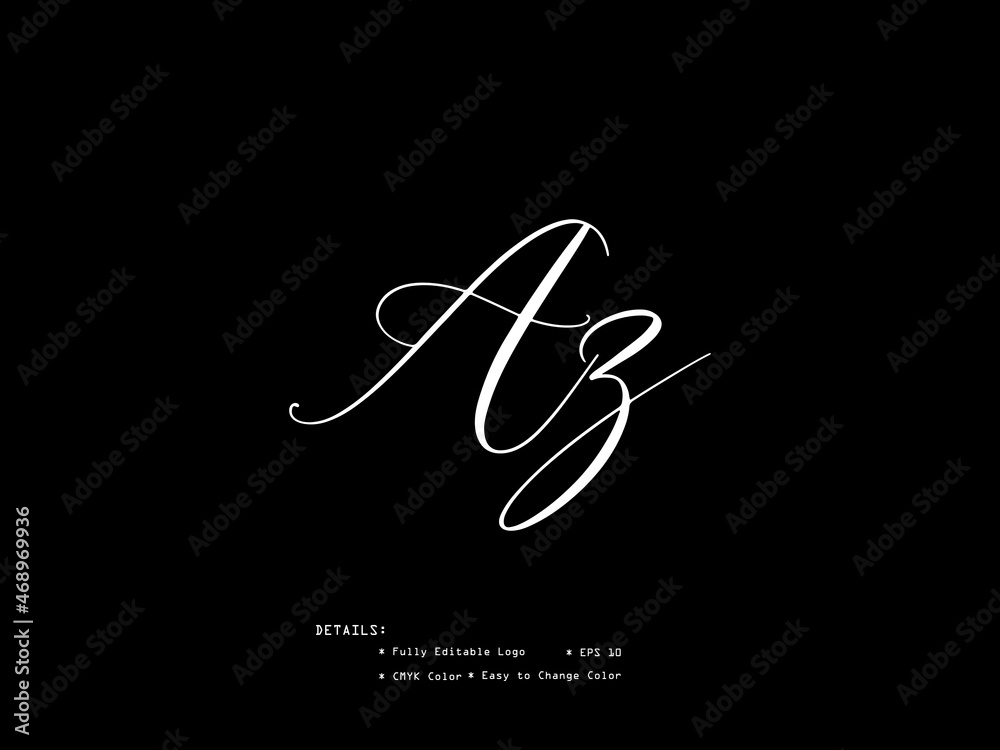 initial AZ Logo, Signature AZ a&z Handwriting monogram logo letter ...