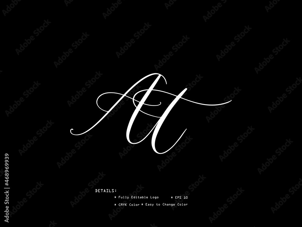 initial AT Logo, Signature AT a&t Handwriting monogram logo letter ...