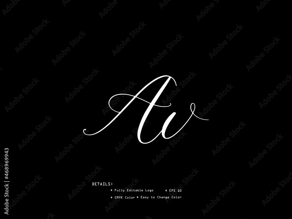 initial AV Logo, Signature AV a&v Handwriting monogram logo letter ...