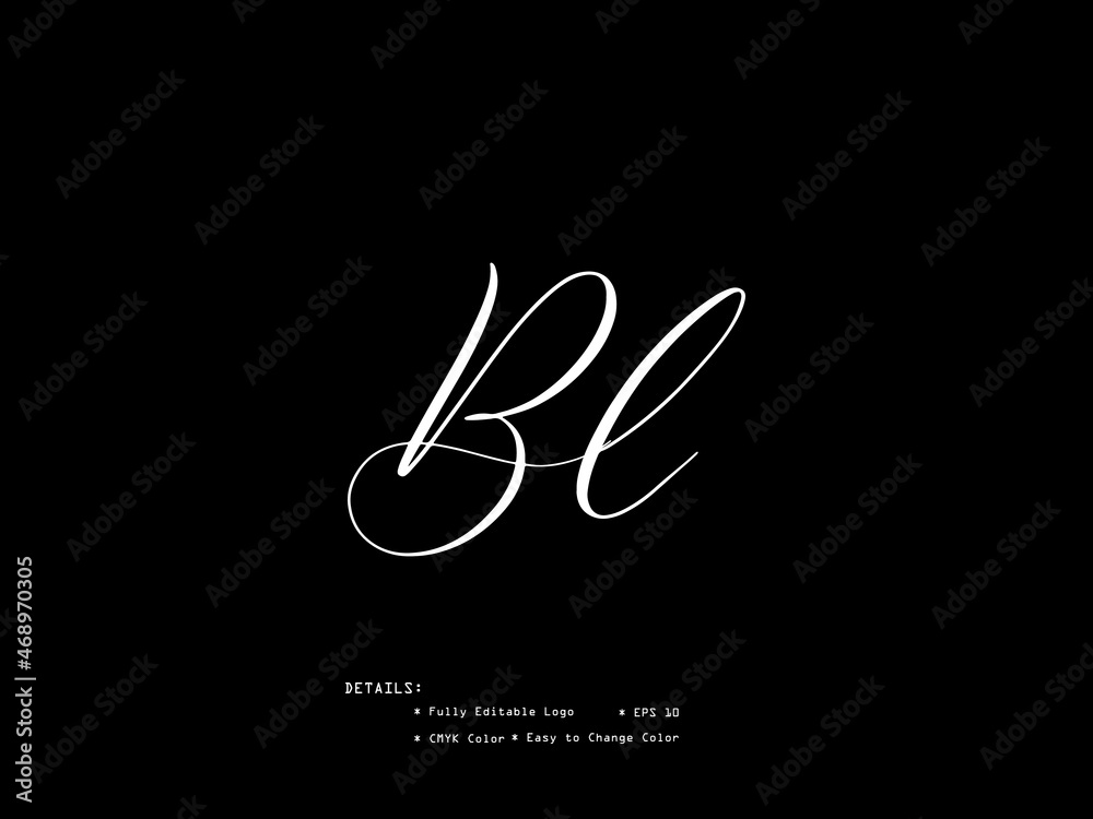 initial BL Logo, Signature BL b&l Handwriting monogram logo letter ...