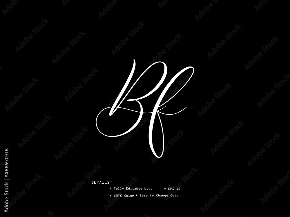 initial BF Logo, Signature BF b&f Handwriting monogram logo letter ...
