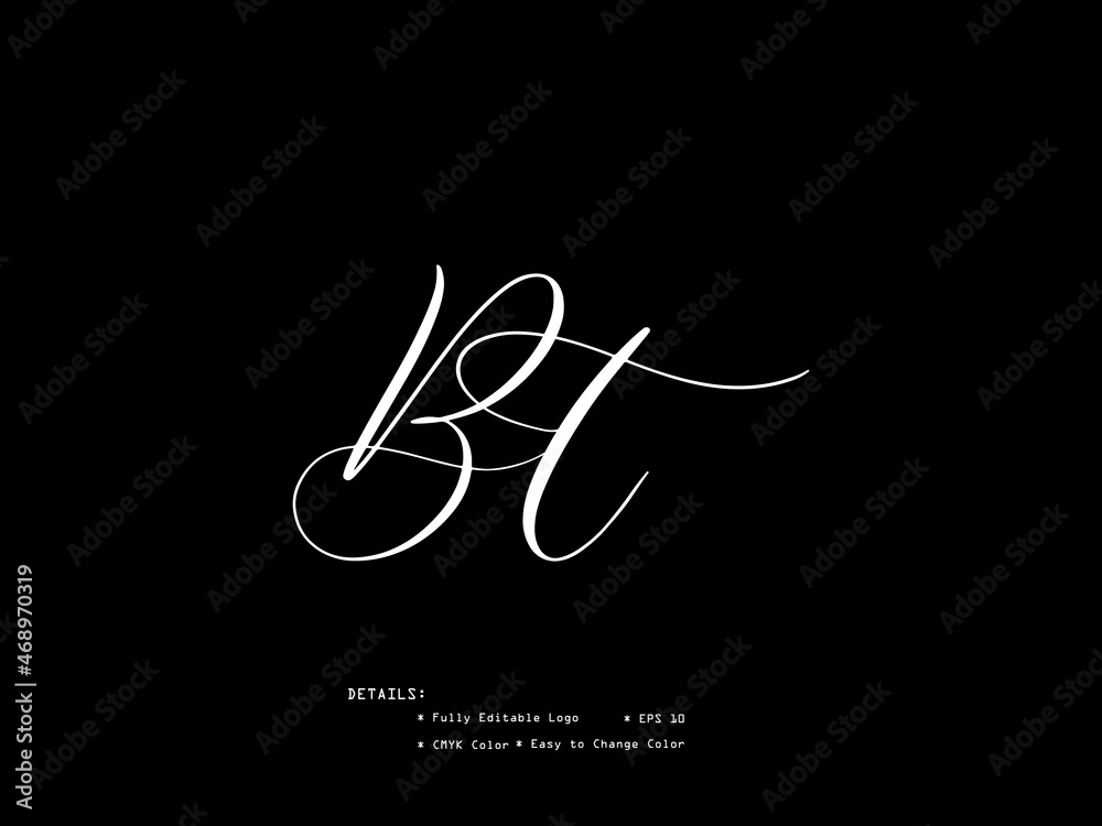 initial BT Logo, Signature BT b&t Handwriting monogram logo letter ...