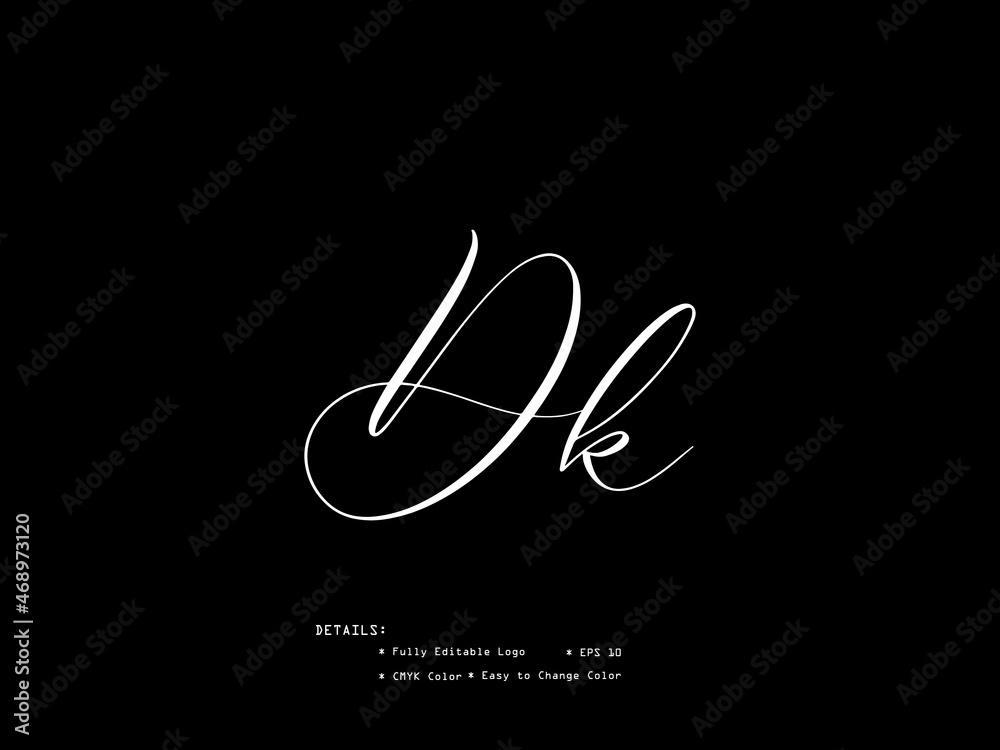 Letter Dk Logo, Signature DK d&k Handwriting monogram logo Vector for ...