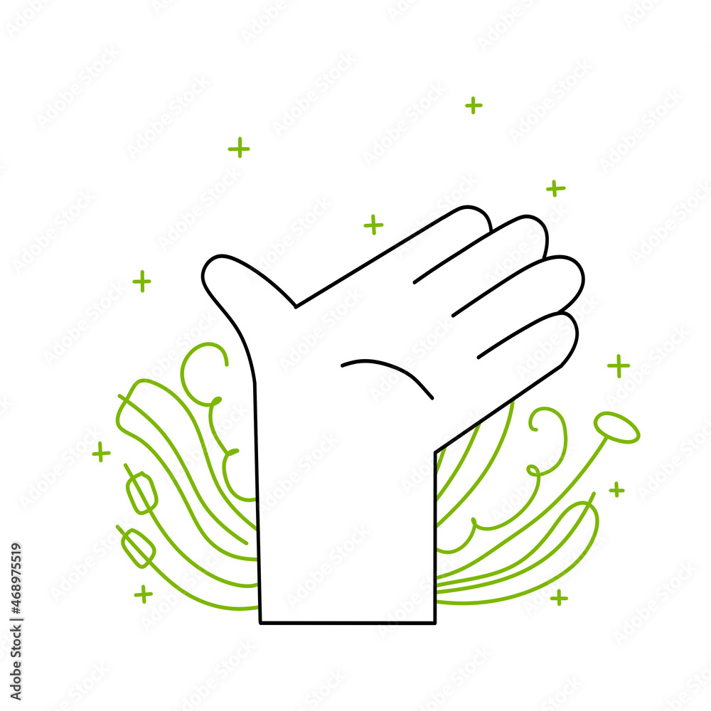 Human hand. Open palm. Gesture of greeting. Hello and hi sign ...