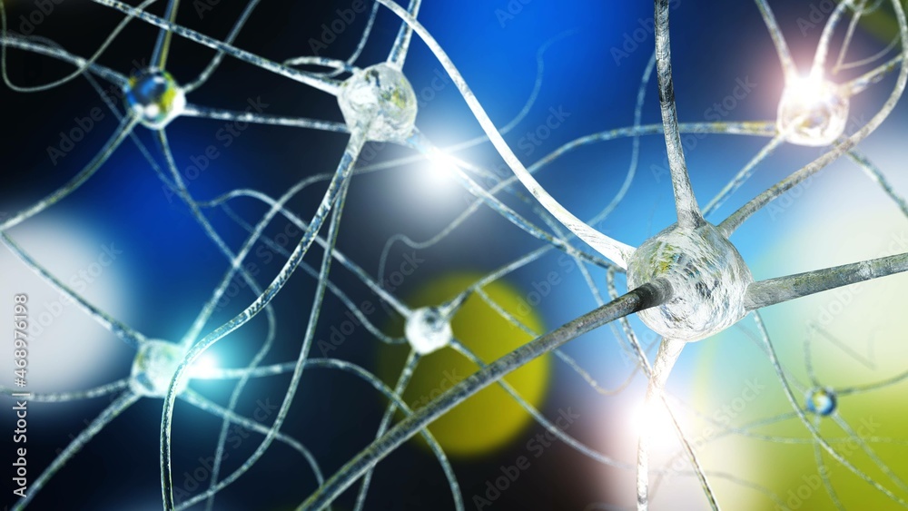 neuron, neuron transmits a signal, nerve node, neural network, 3D ...