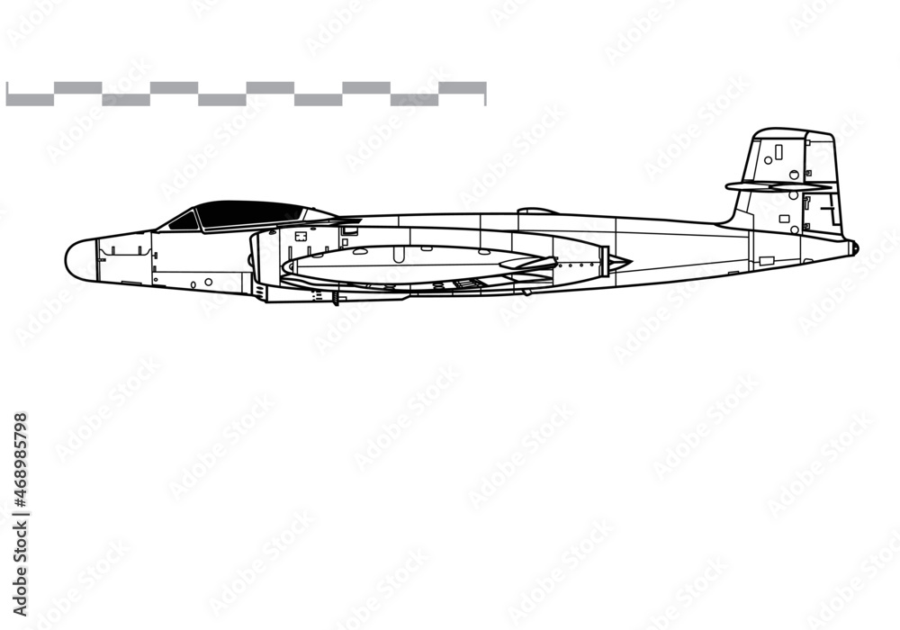 Avro Canada CF-100 Mk3 Canuck. Vector drawing of long-range interceptor ...