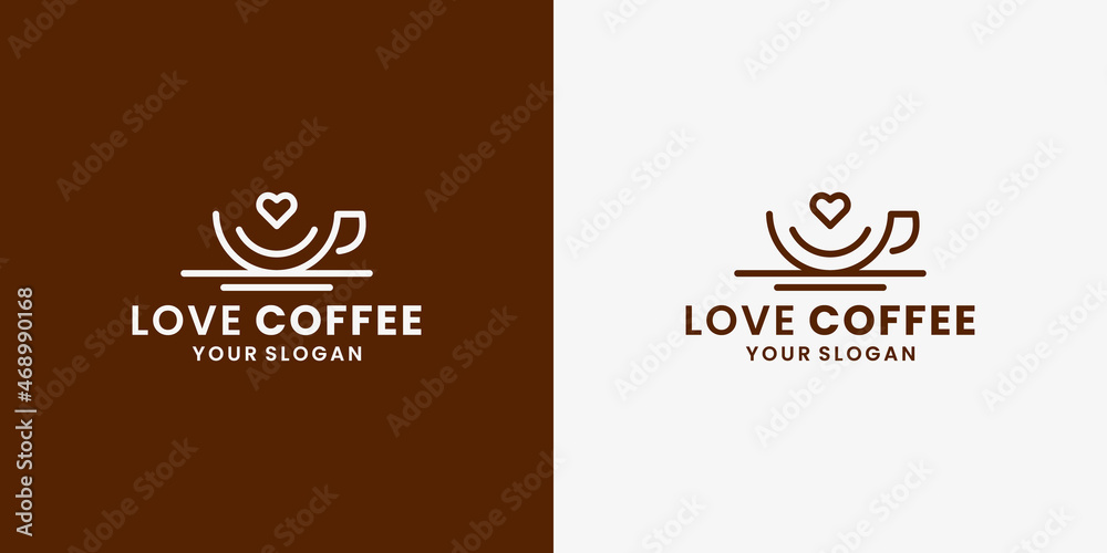 love coffee logo design. love with coffee cup combination logo design ...