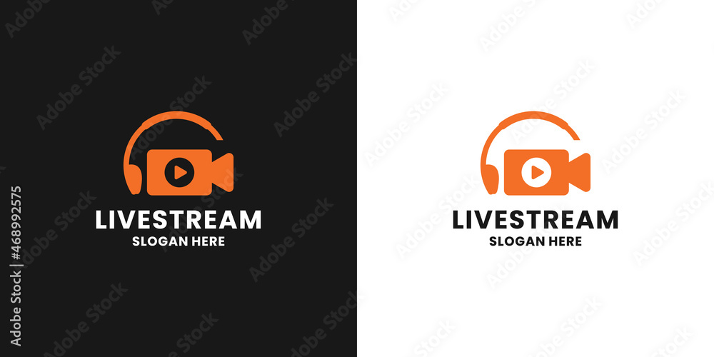 camera with headphone combine logo design for live streamer Stock ...