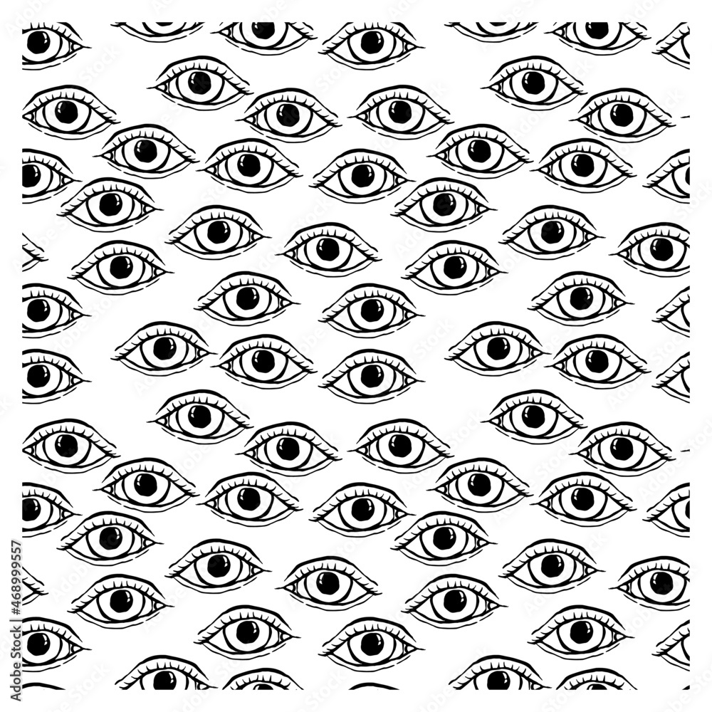 Seamless pattern of eyes. Image for a poster or cover. Repeating ...