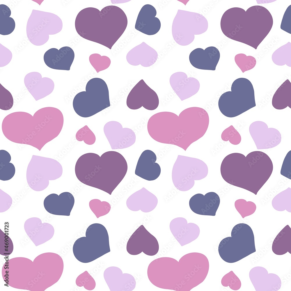 Seamless pattern with hearts of different sizes. Drawing for clothing ...