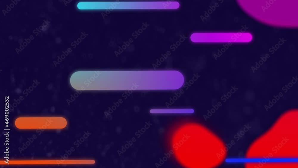 Animation of colourful capsule shapes moving horizontally over red lava ...