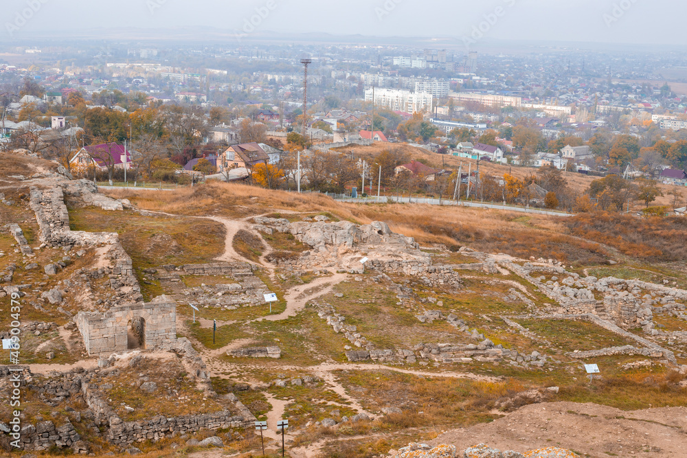 Excavations of the ancient Greek city of Panticapaeum. View from Mount ...