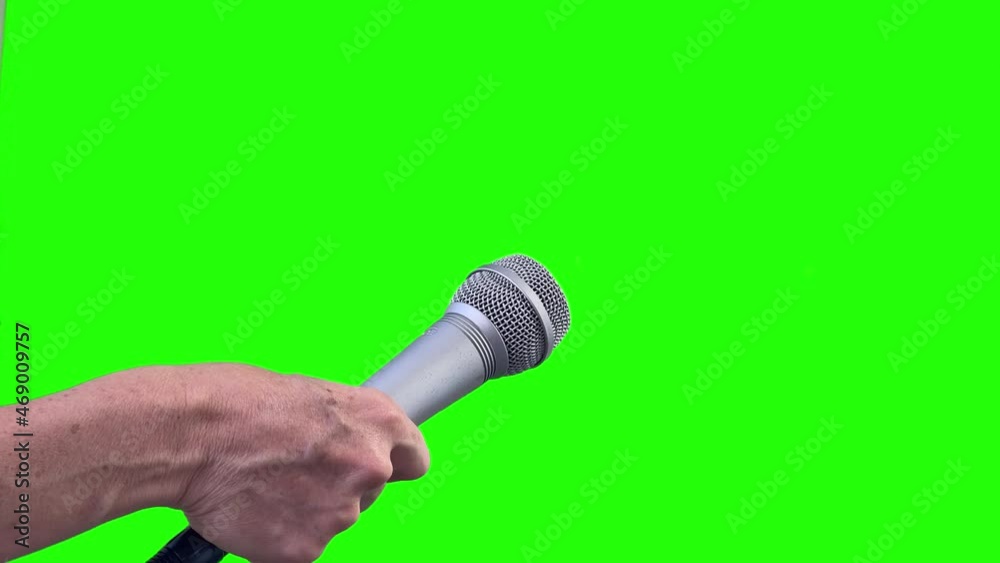 Mic Isolated on Green Screen, Microphone Cut Out on Green Chroma ...