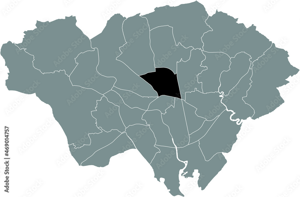 Black location map of the Heath electoral ward inside gray urban ...
