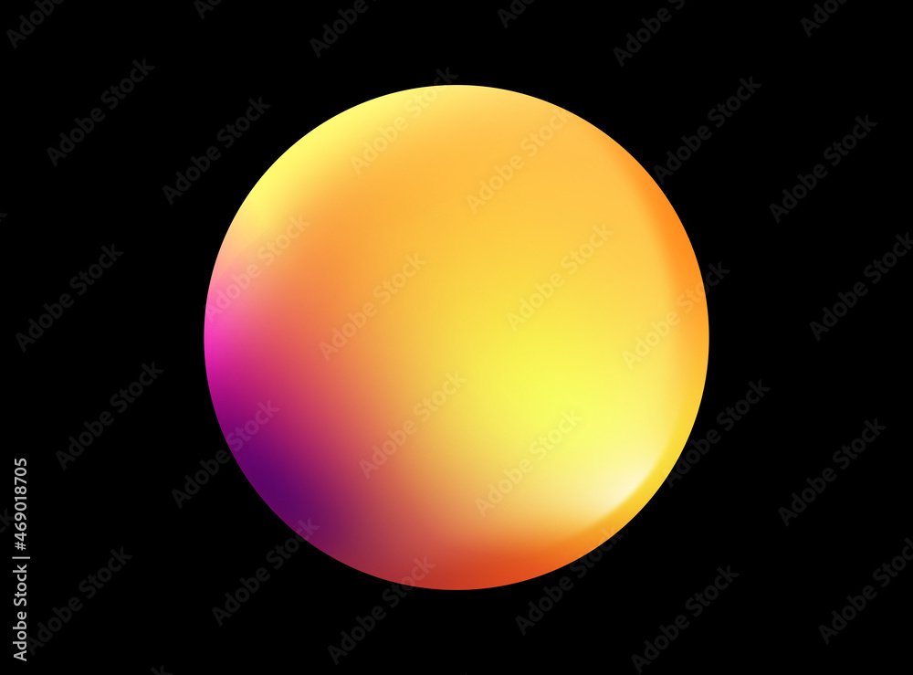 gradient ball illustration in trendy color. a colorful sphere in yellow ...