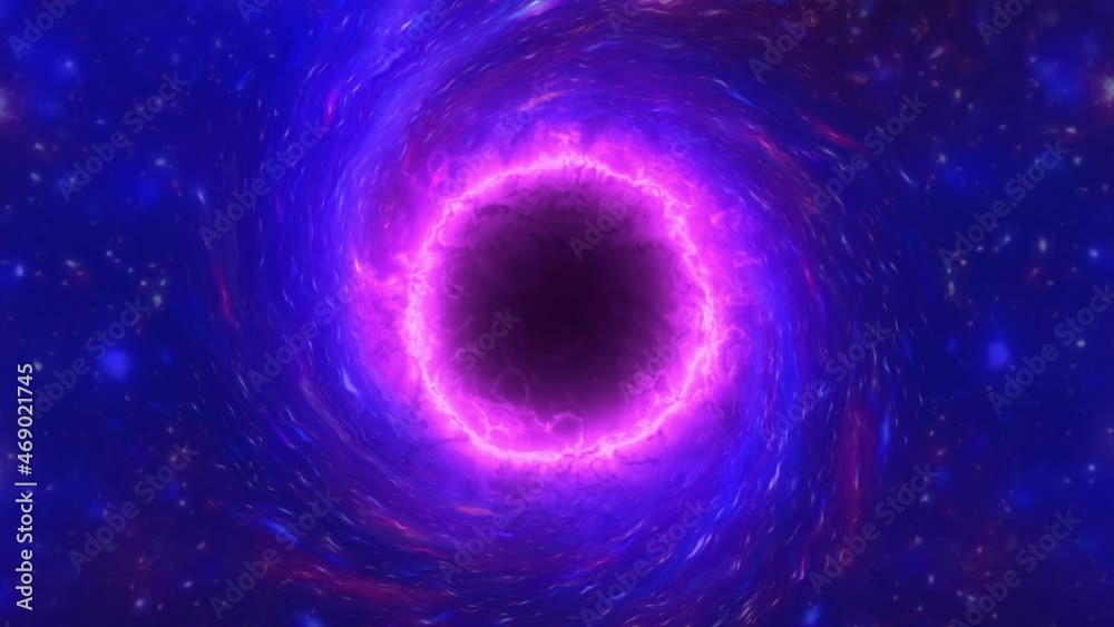 Abstract black blue purple energy black hole rotation animation on ...